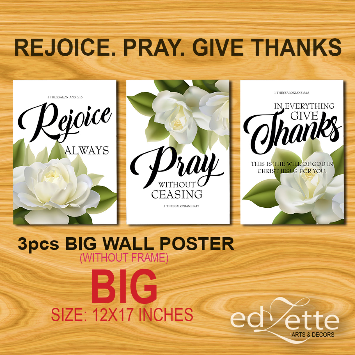 REJOICE. PRAY. GIVE THANKS - 3pcs POSTERS (BIG-12X17inches) OR (SMALL-8 ...
