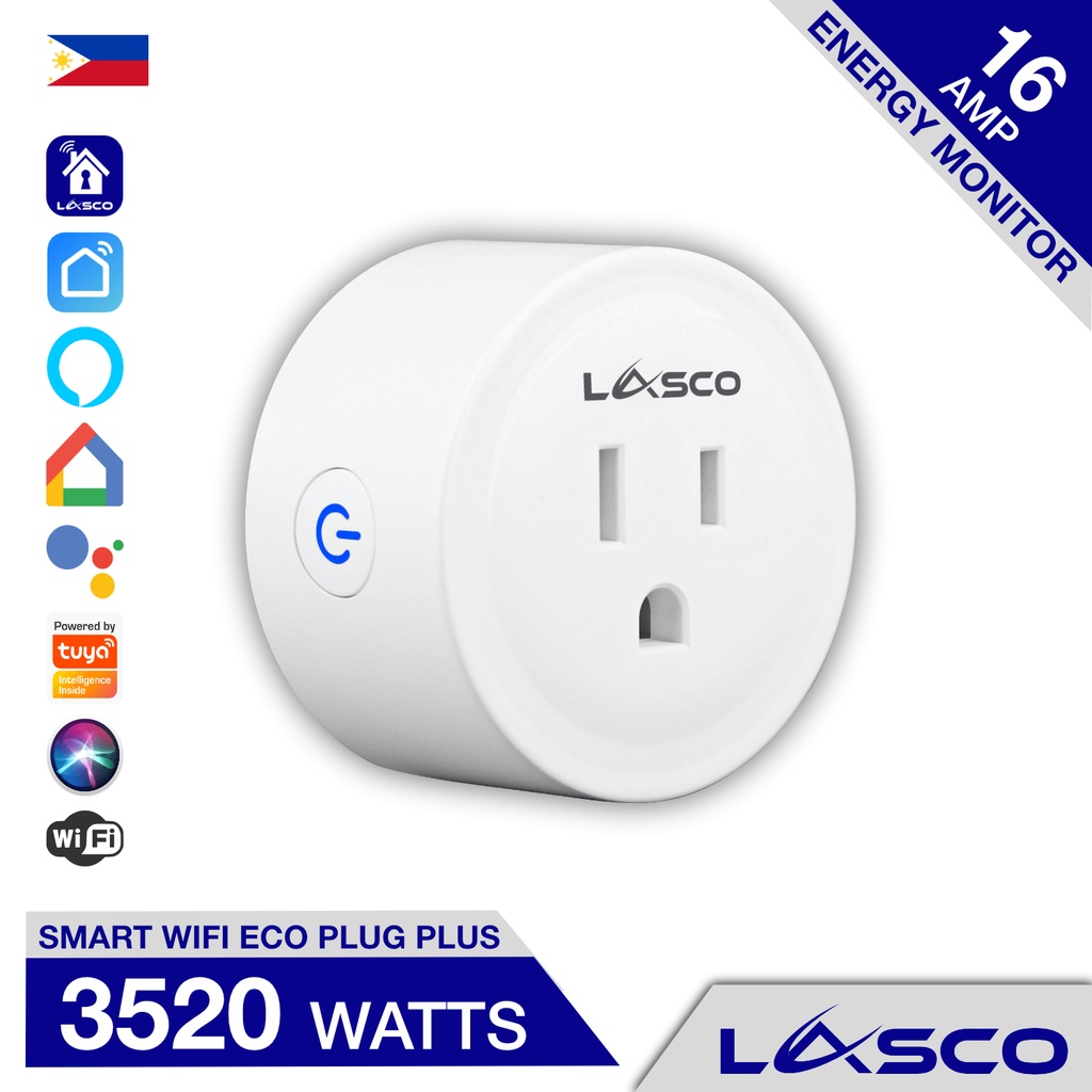 ☁LASCO WiFi Eco Plug Plus Smart Plug with Energy Monitor Socket Outlet ...
