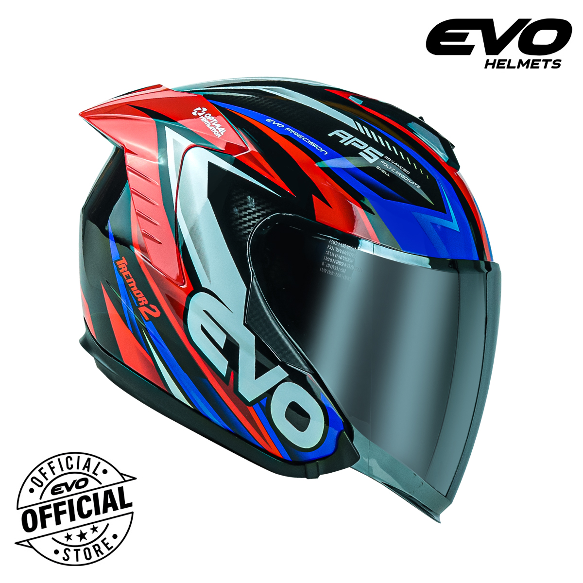 EVO RX-5 Tremor 2 Half Face Dual Visor Helmet With Free Clear Lens ...