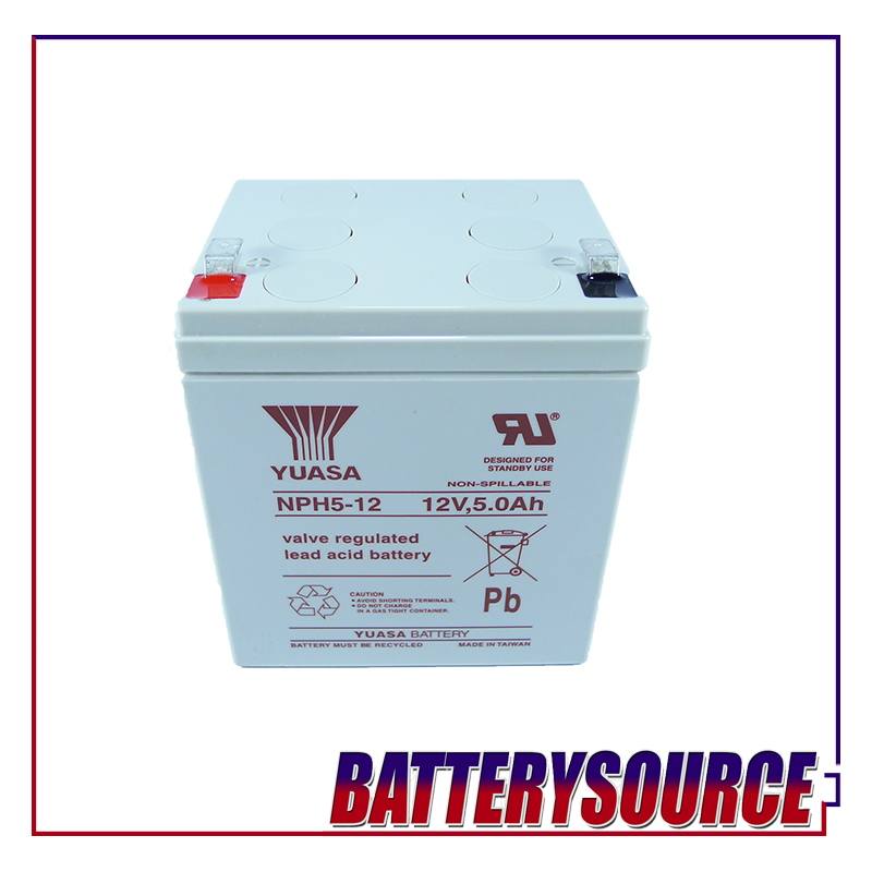 Yuasa NPH5-12 Valve Regulated Lead Acid Battery 12V 5.0Ah SLA-5A-12V ...