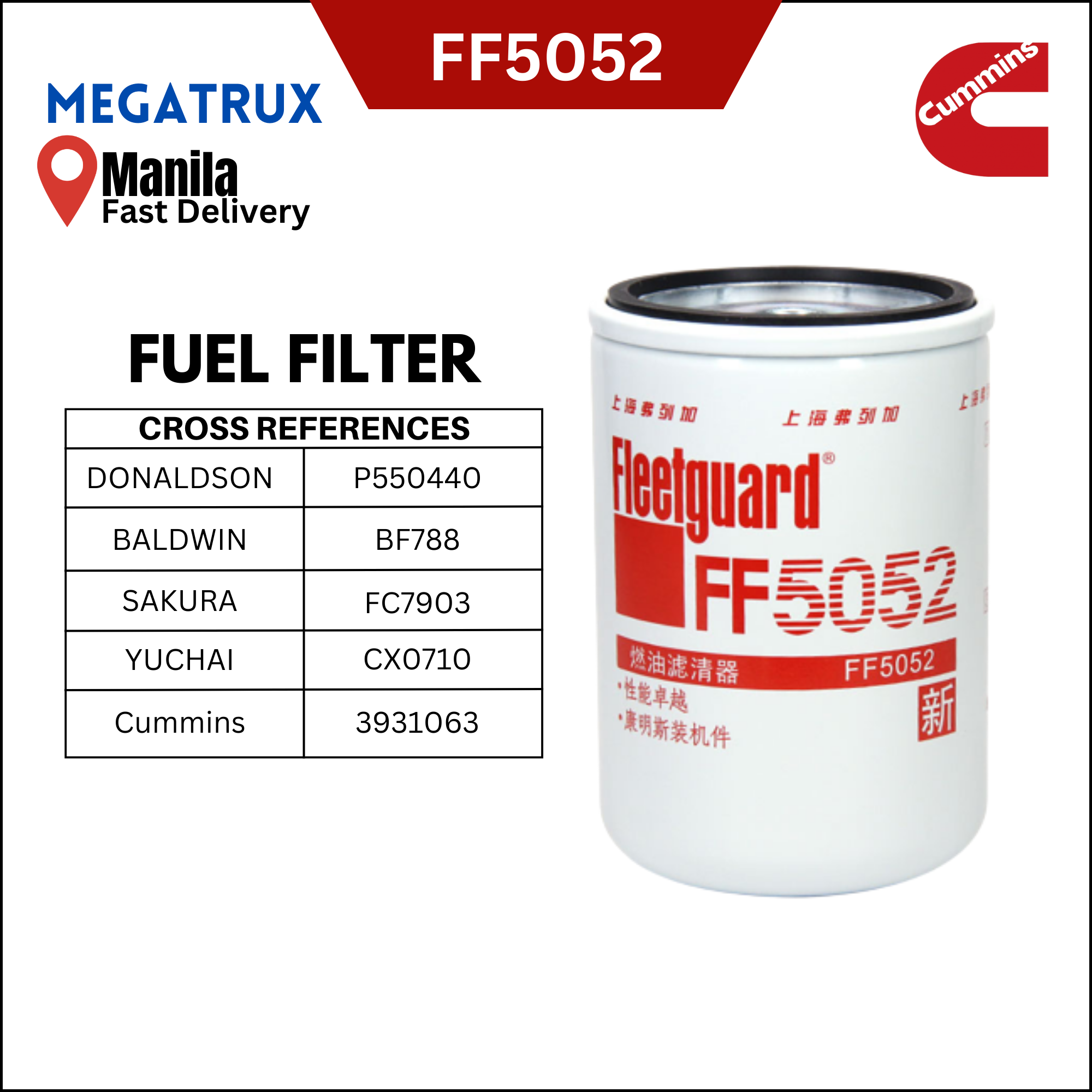 FF5052 CX0710 P550440 BF788 FC7903 3931063 FUEL FILTER | Lazada PH