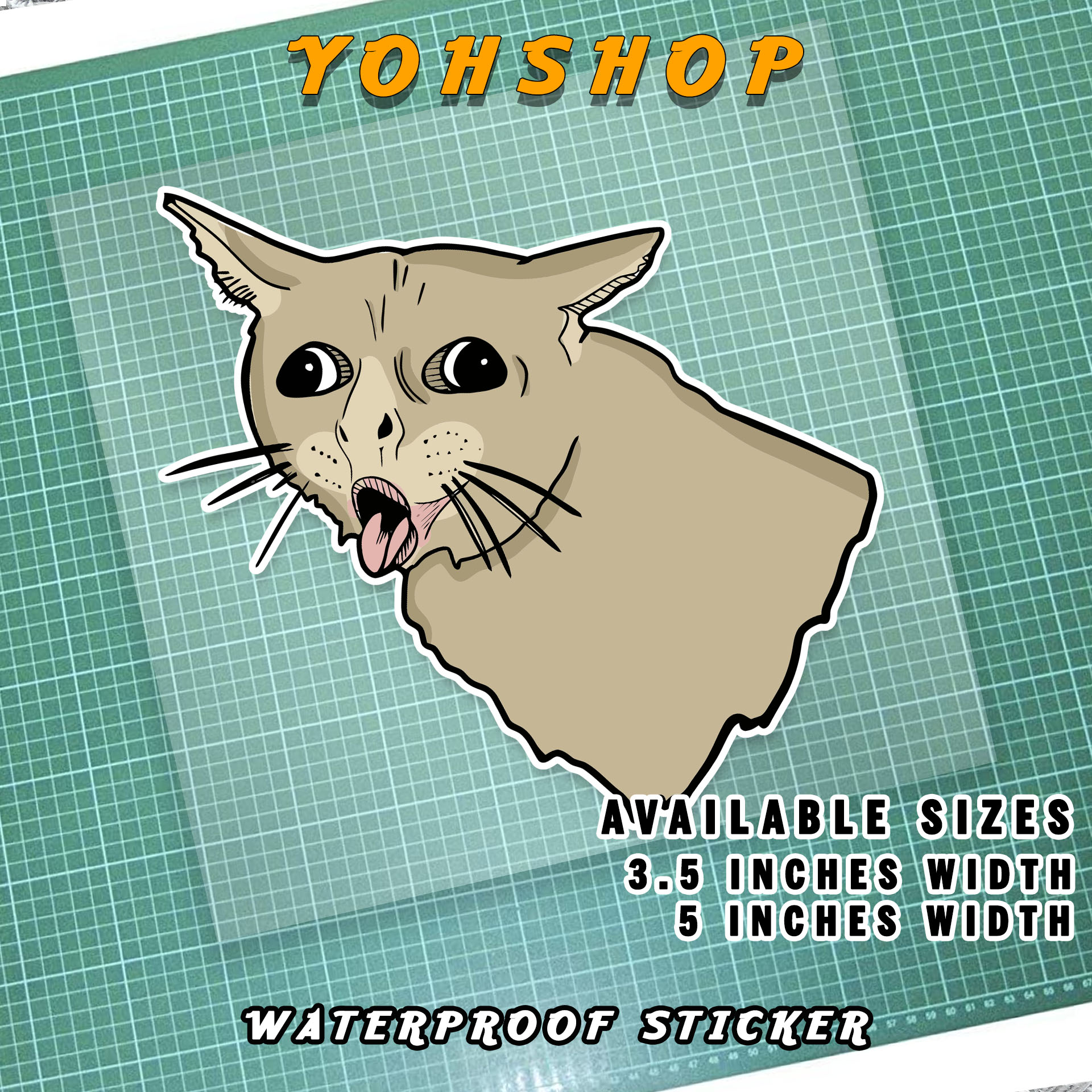 Coughing Cat Meme Sticker | Peeker Sticker Waterproof Tumbler Car ...