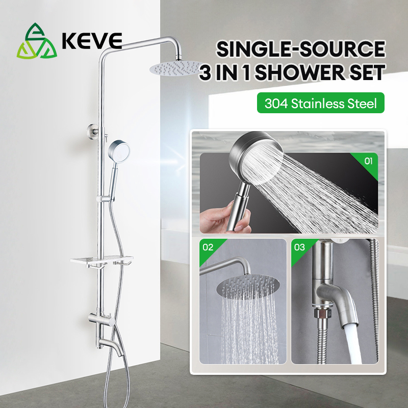 KEVE 304 Stainless Single Source Shower Set for Bathroom with Faucet 3 ...