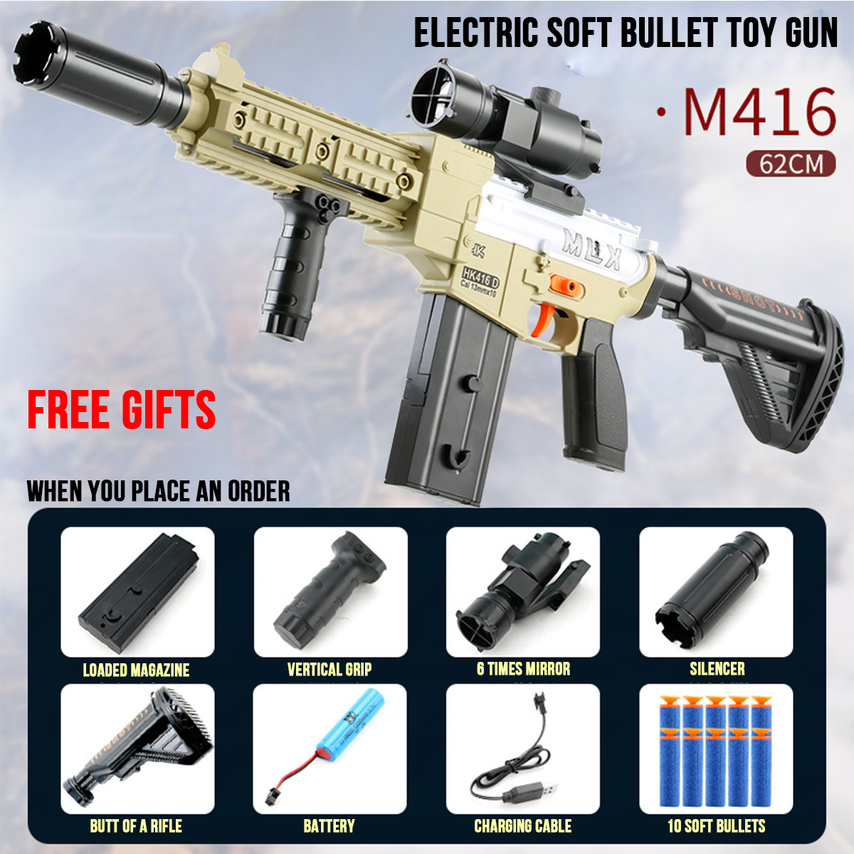 [COD & STOCK & Local ship]M416 Blaster Electric Nerf Boy Toy, Battery Operated, Rechargable ...