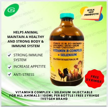 VITAMIN B COMPLEX+SELENIUM INJ FOR ALL ANIMALS | 100 ML | VETGEN ...