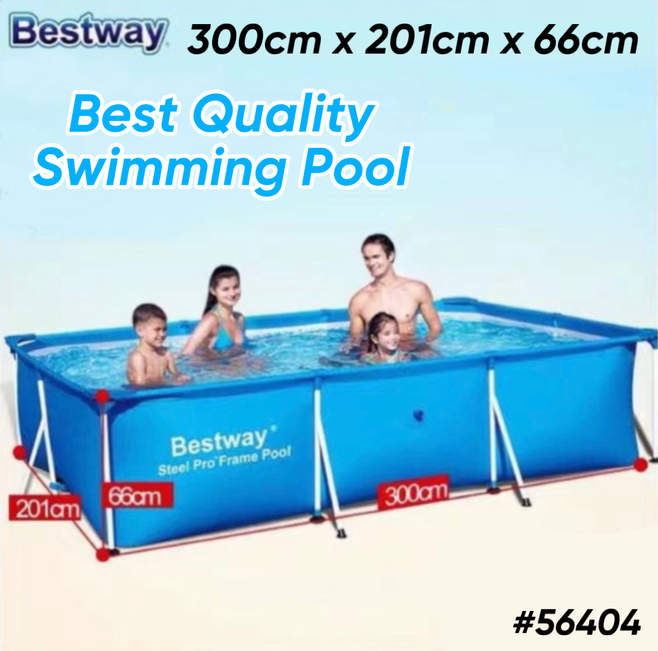 Bestway Steel Pro Rectangular Folding Swimming Pool Frame Set / 221cm ...