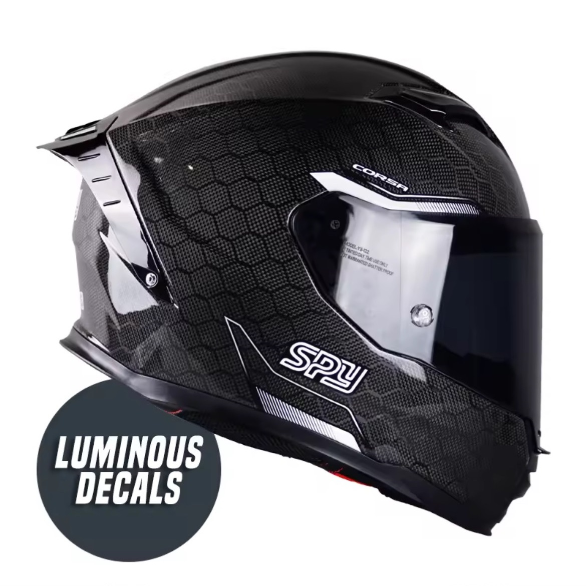 SPY Corsa PD Carbon Fiber S0 SNAKE Full Face Dual Visor Helmet with ...