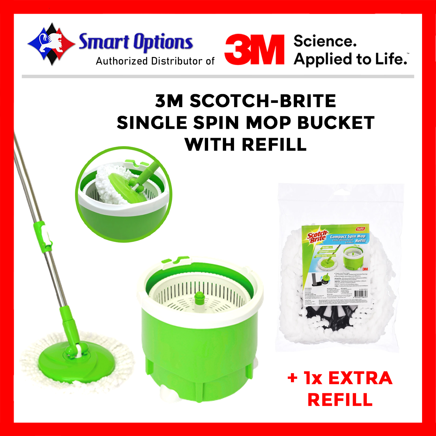 3M Single Spin Mop Bucket with 1 extra REFILL | Lazada PH