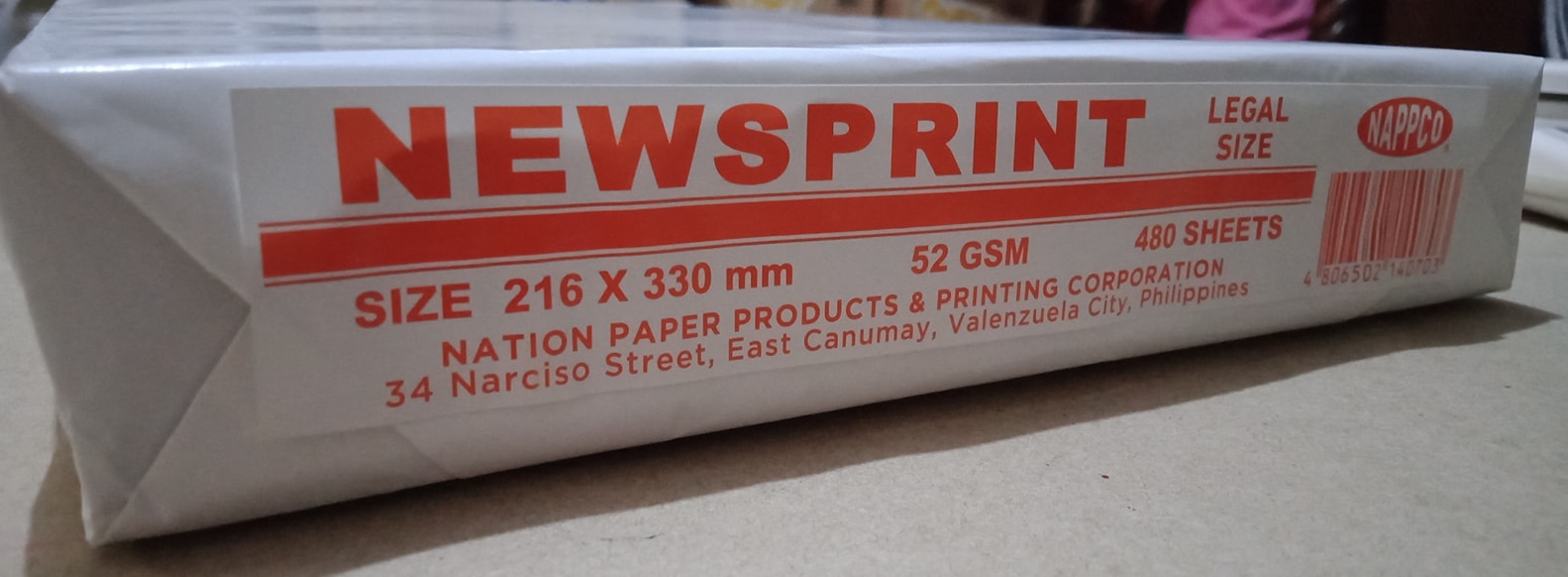 Nappco Newsprint Legal (8.5 in x 13 in), 52 gsm | Lazada PH