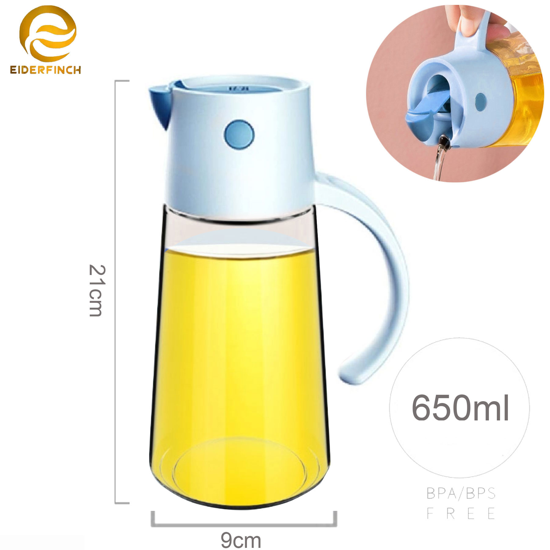 Automatic Opening Closing Oil Can Glass Gravity Flip Cover Leak Proof ...