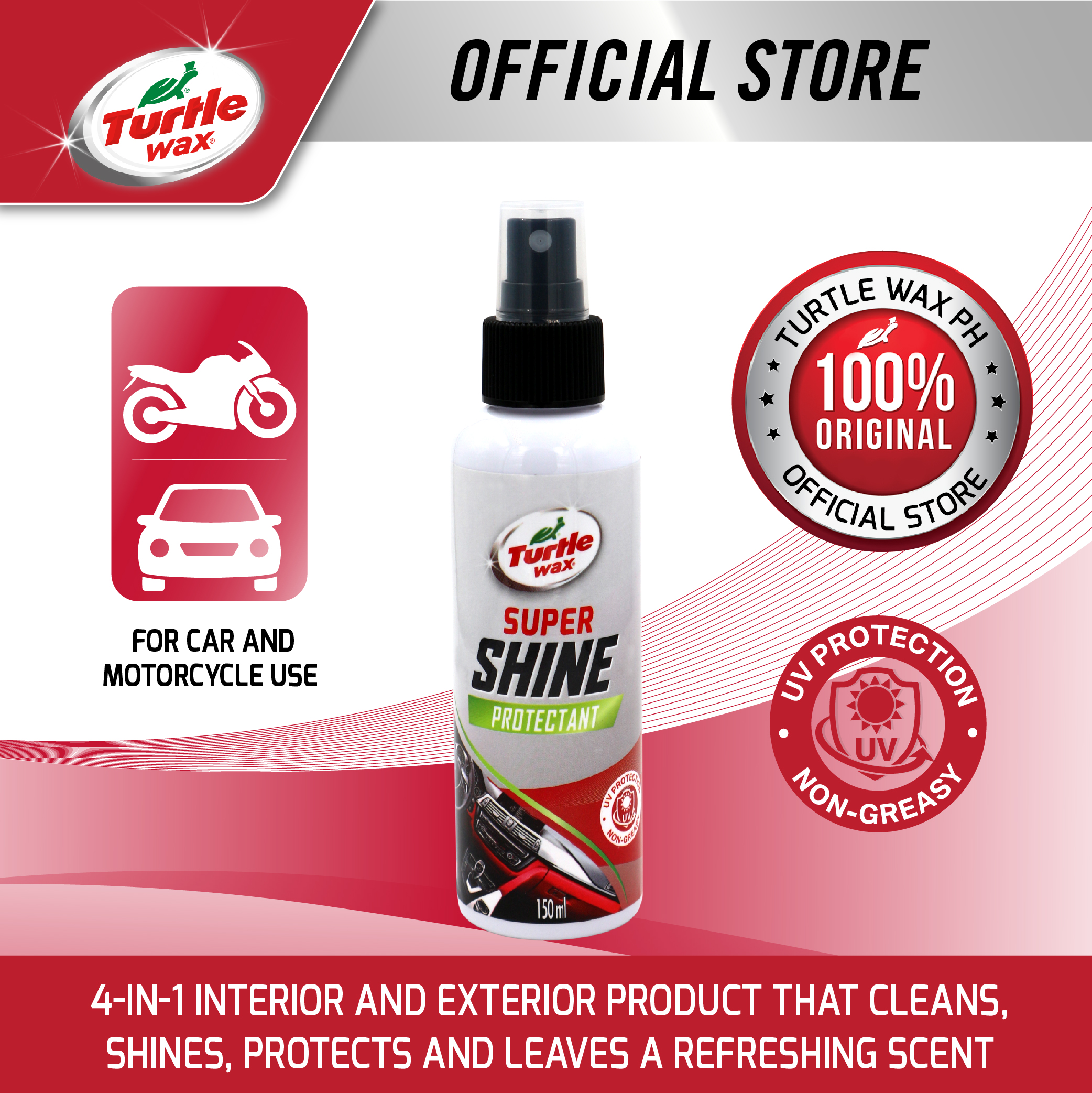 Turtle Wax Super Shine Series Protectant for Cars and Motorcycles 150ML ...