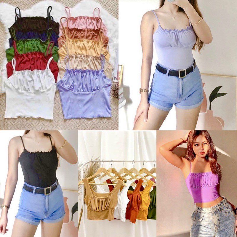 ALIAH GARTER RUCHED CROP TOP. FIT UP TO MEDIUM FRAME. KNITTED FABRIC ...