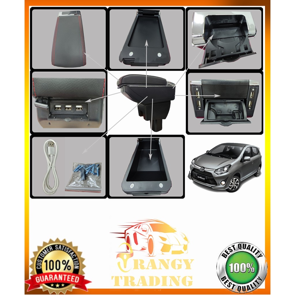 Toyota Wigo 2013 to 2023 Arm rest Console Box 2014 2015 2016 2017 2018 ...