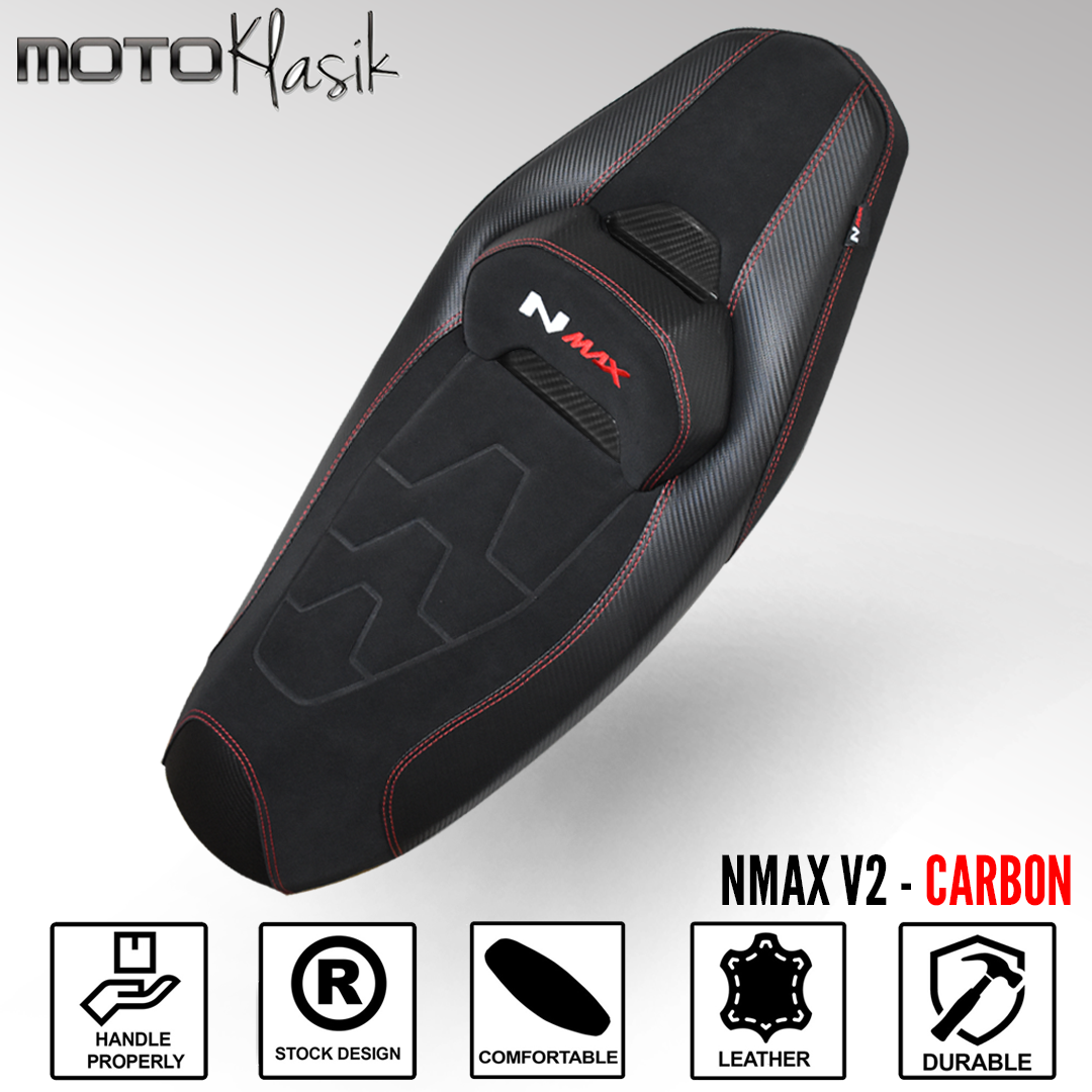 YAMAHA NMAX V2 CAMEL BACK SEAT ASSEMBLY WITH EMBROID LOGO AND CARBON ...