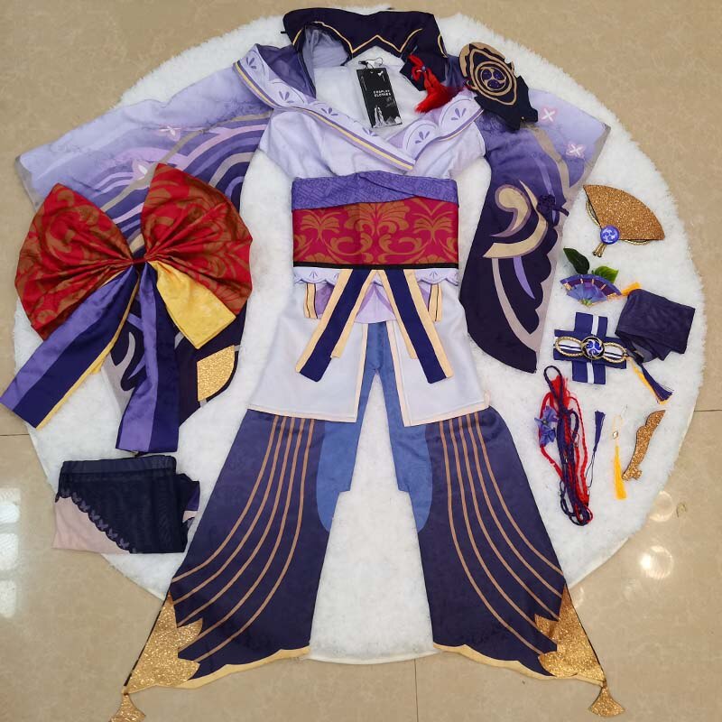 Genshin Impact Raiden Shogun Cosplay Costume Full Set Costume Halloween ...