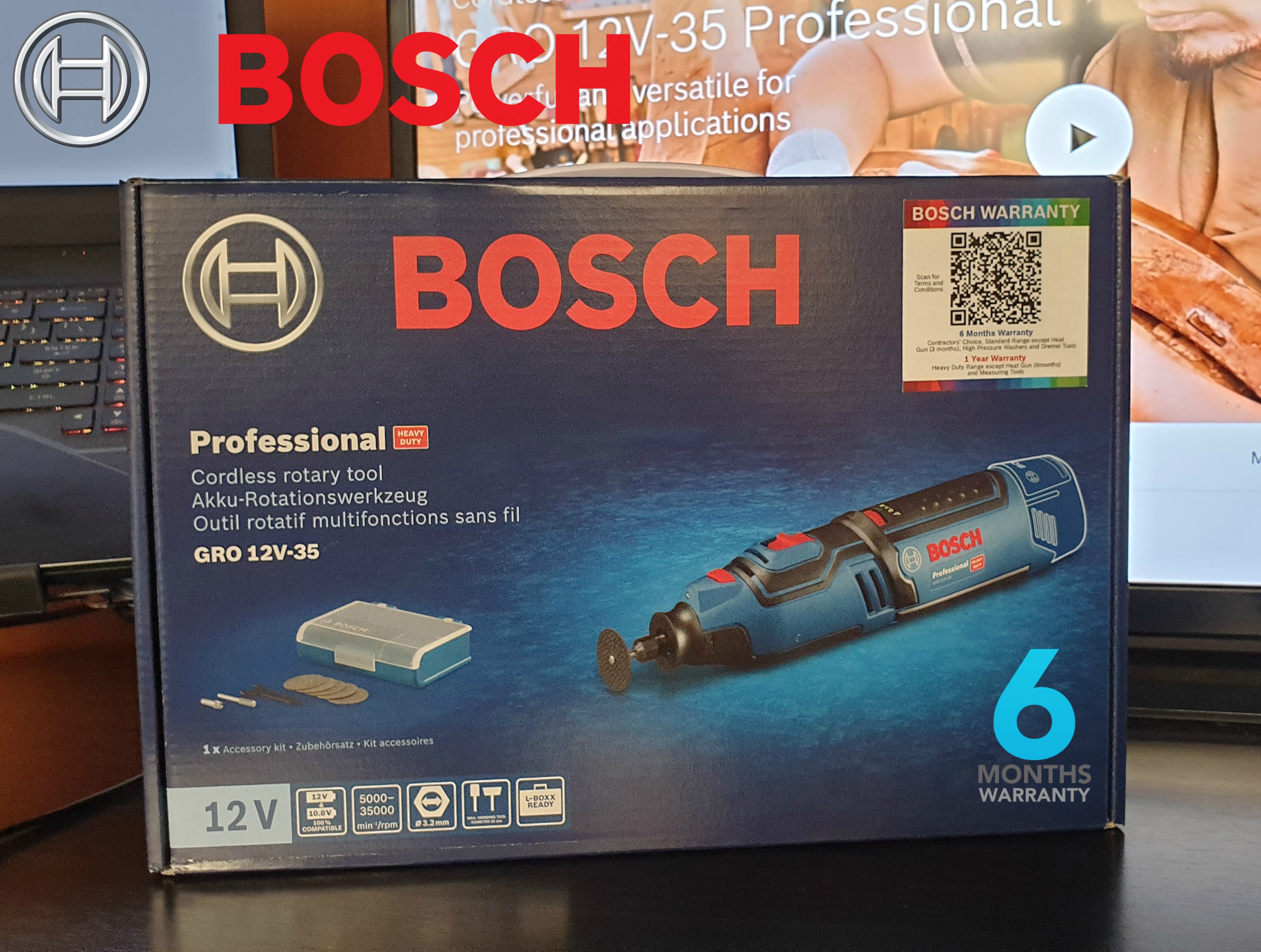 Bosch GRO 12V-35 Cordless Rotary Tool (Bare tool) with 6 months ...