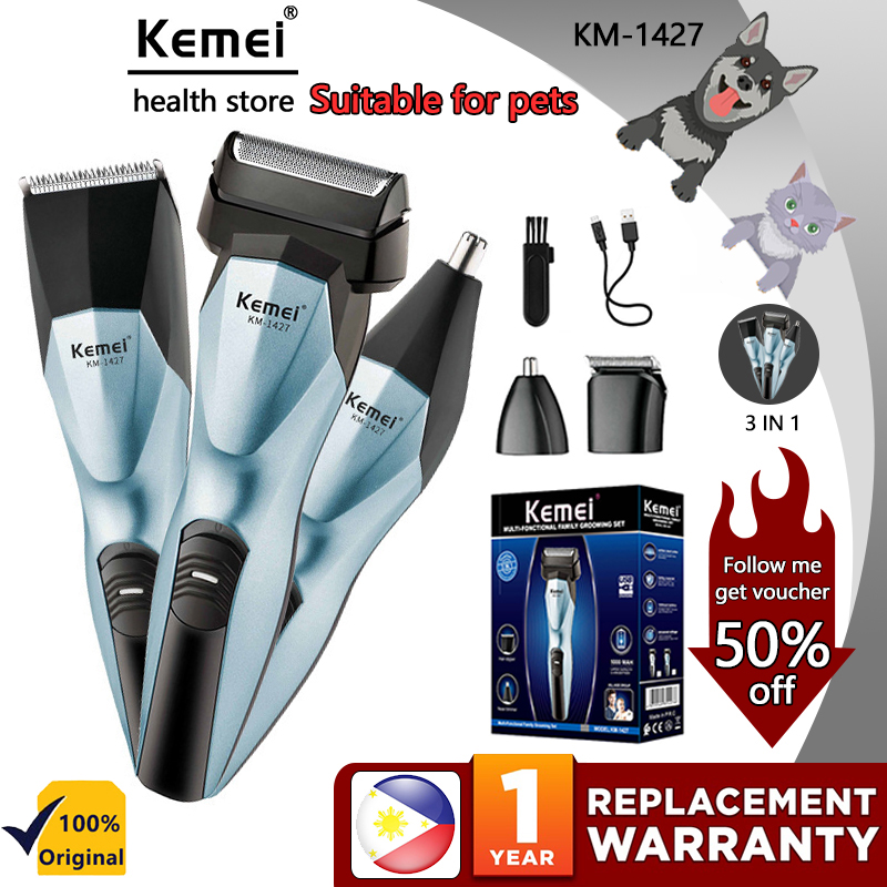 Kemei KM-1427 3-in-1 Multifunctional Men Electric Reciprocating Shaver ...
