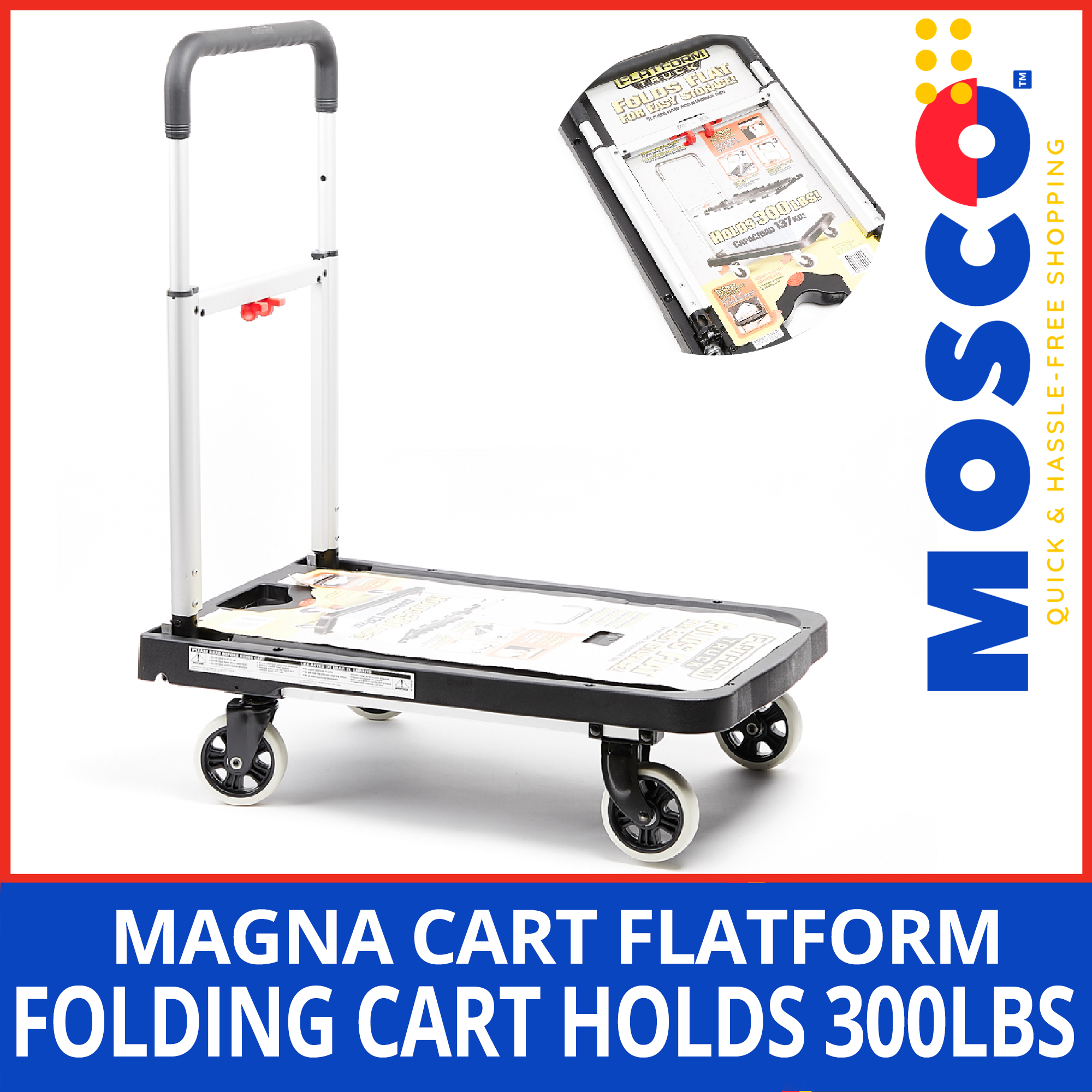 Magna Cart Flatform Folding Cart Holds 300lbs | Capacity: 137kg | Heavy ...