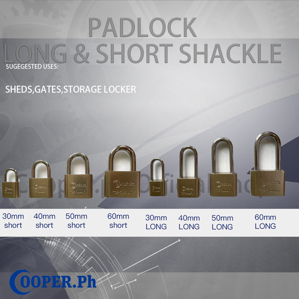Cooper.ph CP-YG Heavy-duty Security Padlock stainless lock short and ...