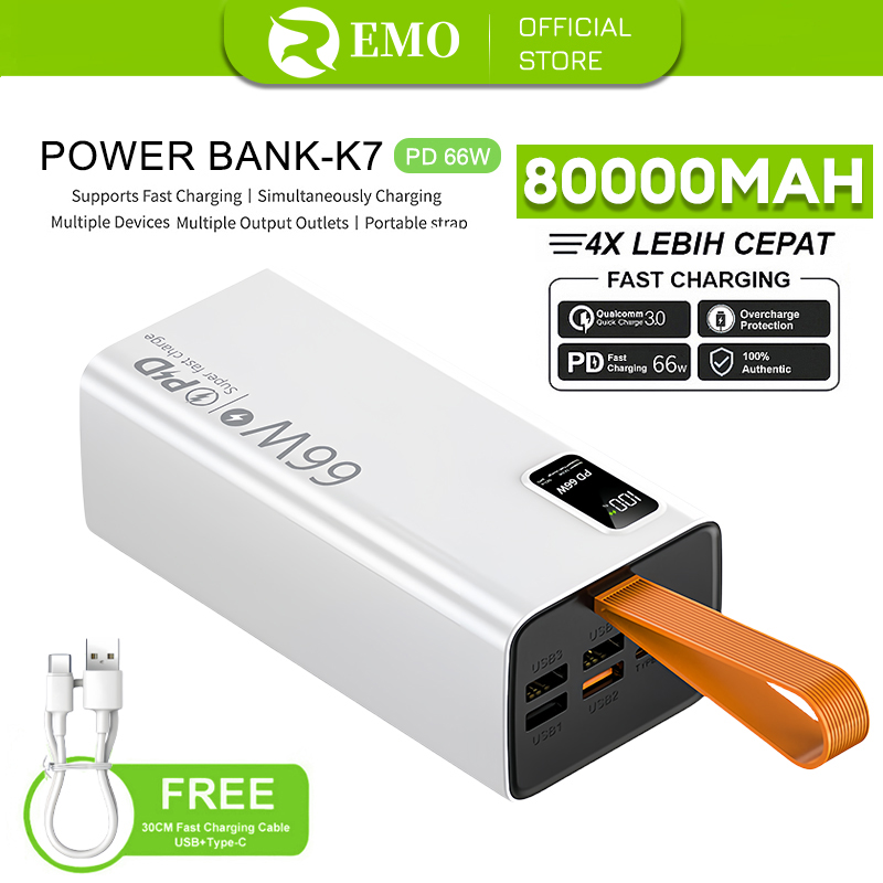 EMO original Power bank heavy duty PD66W K7 fast charging 800000mAh ...