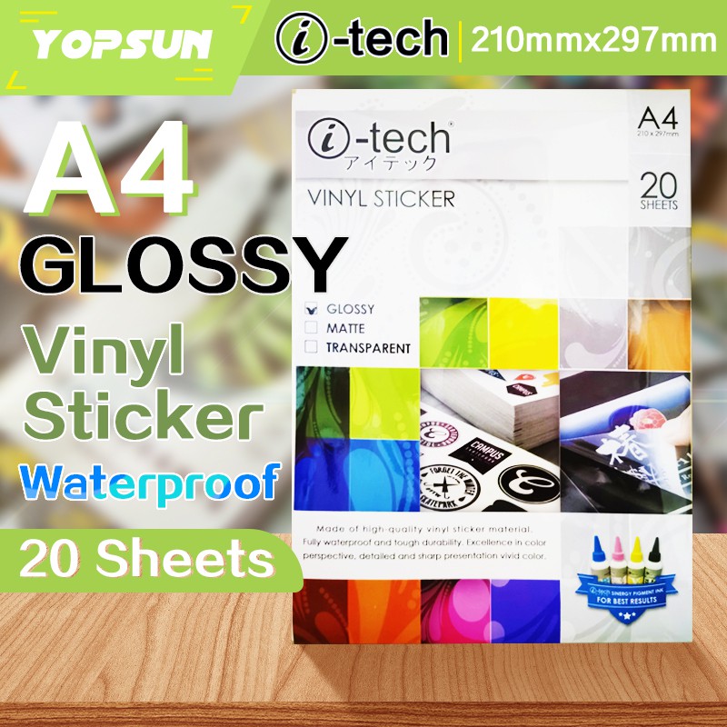 Vinyl Sticker Waterproof A4 Matte Glossy Transparent 20Sheets pack Vinyl Sticker Waterproof A4 Matte Glossy Transparent 20Sheets pack