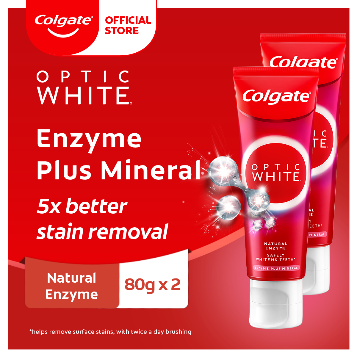 Colgate Optic White Enzyme Toothpaste 80g, Pack of 2 | Lazada PH