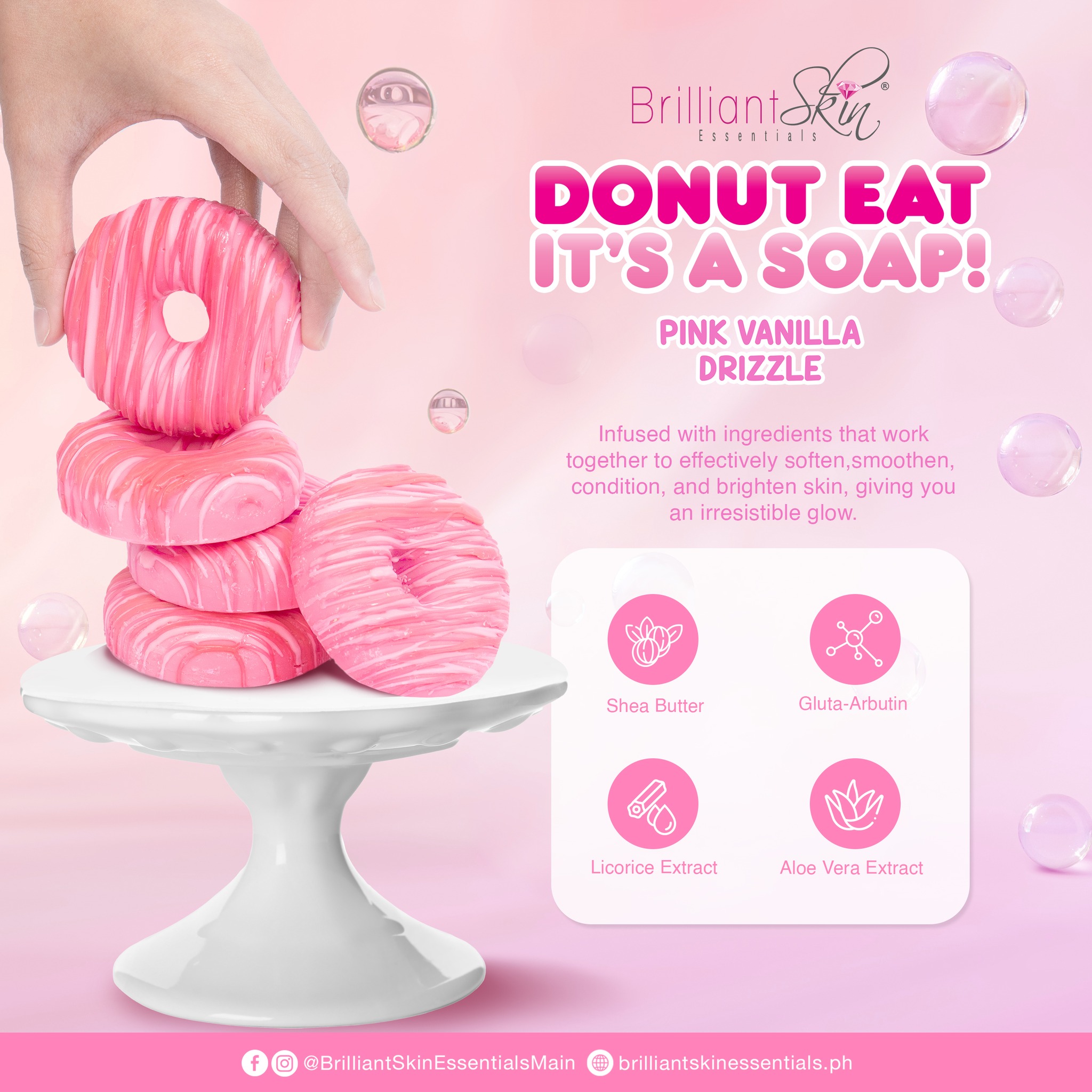 Pink Vanilla Drizzle Donut Eat Soap 90g Brilliant Skin | Lazada PH