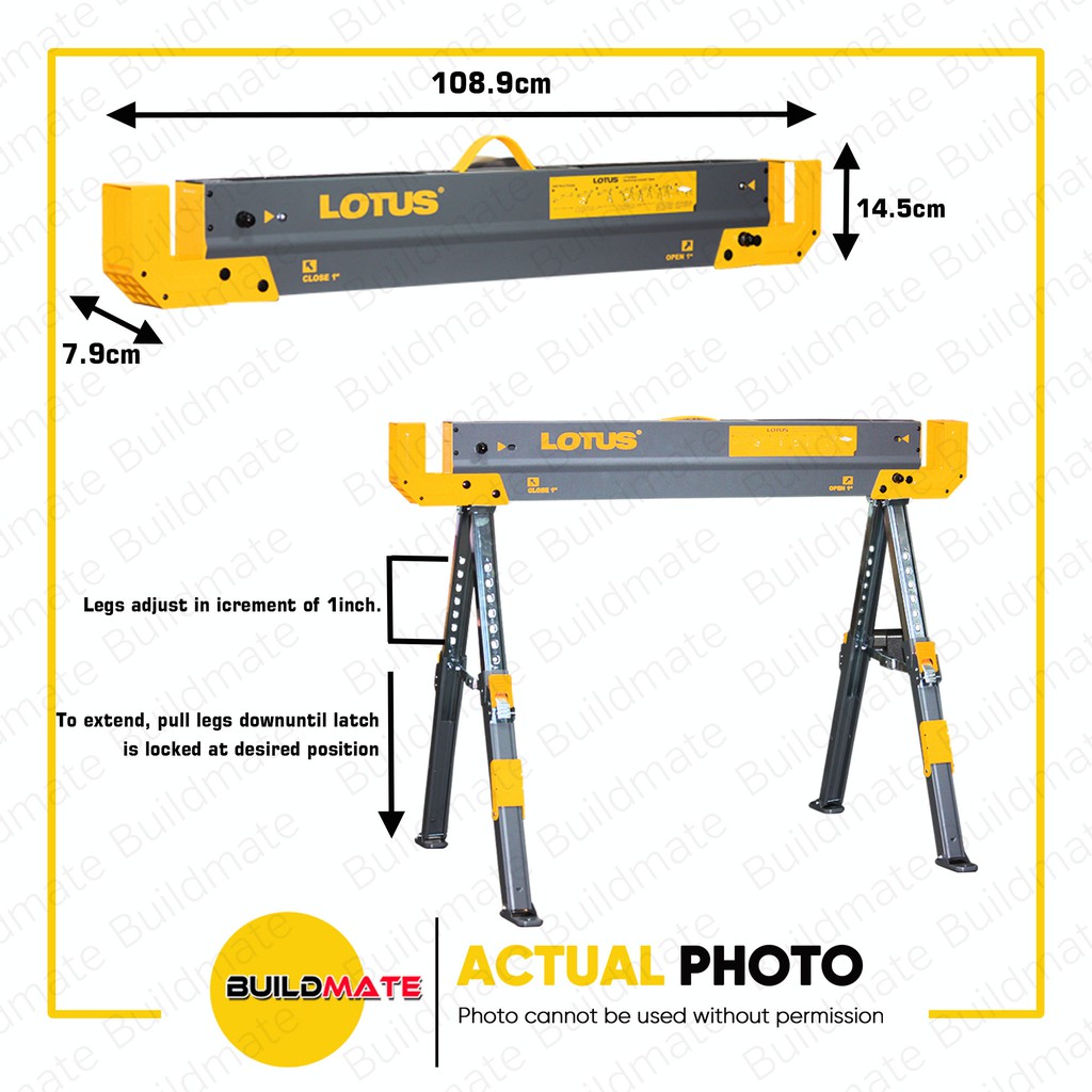 QWA ☼LOTUS Sawhorse Jobsite Table Wood Working Stand LT700SHX BUILDMATE ...