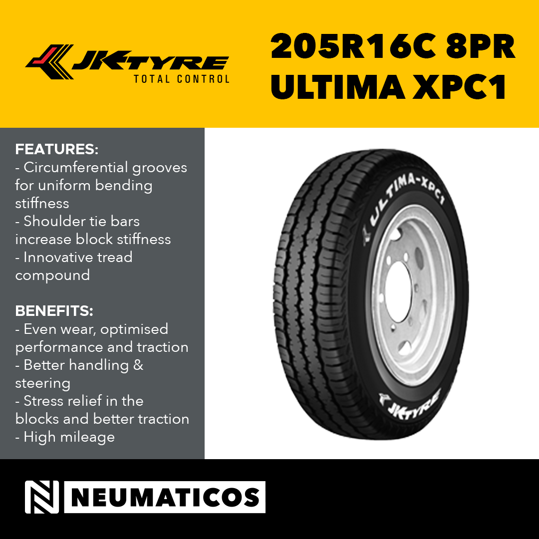 JK Tyre 205R16C 8PR ULTIMA XPC1 Made in India Light Van Radial Tubeless ...