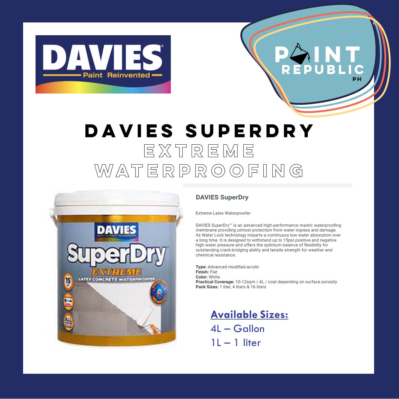 DAVIES SUPERDRY EXTREME WATERPROOFING PAINT | Lazada PH
