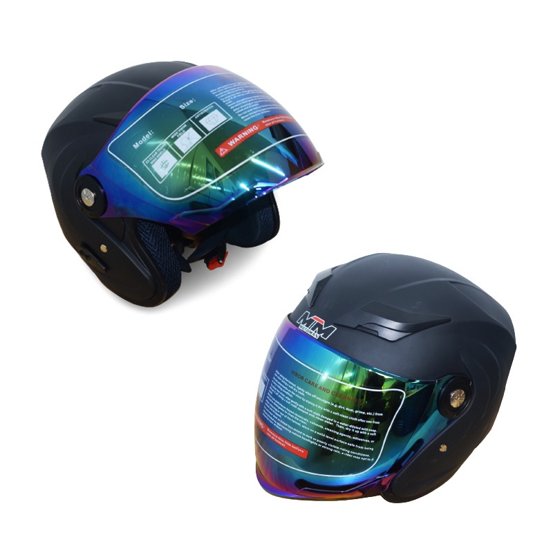 high quality MOTOMAN Model101 Half Face Helmet clear and rainbow visor ...