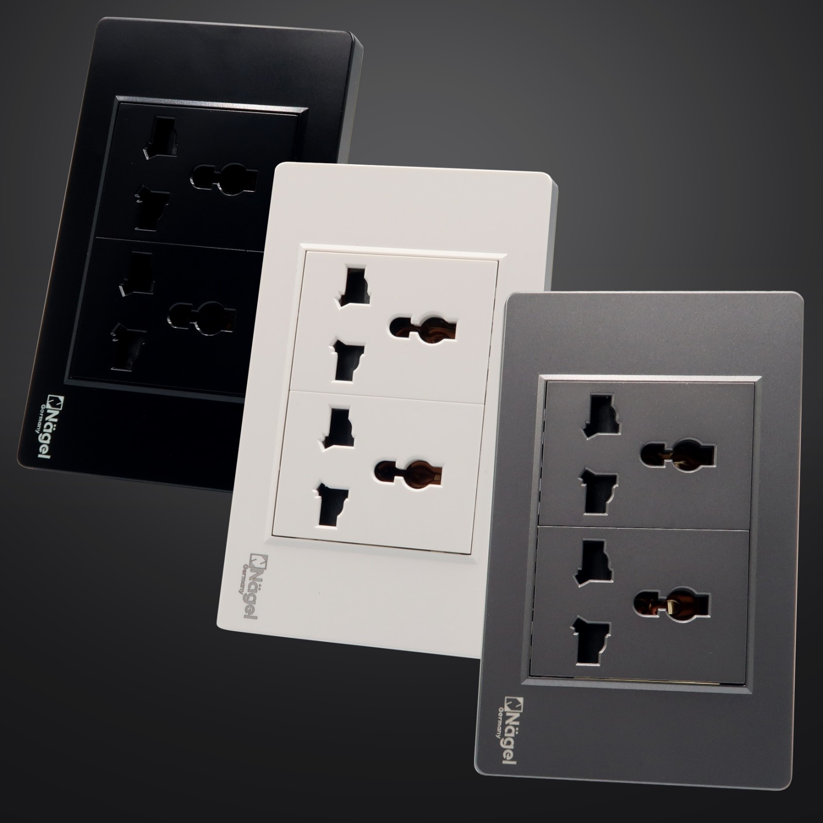 NAGEL Premium Wide Series (White Black) Light Switch And Outlet (1 2 3 Gang Universal Outlet ...