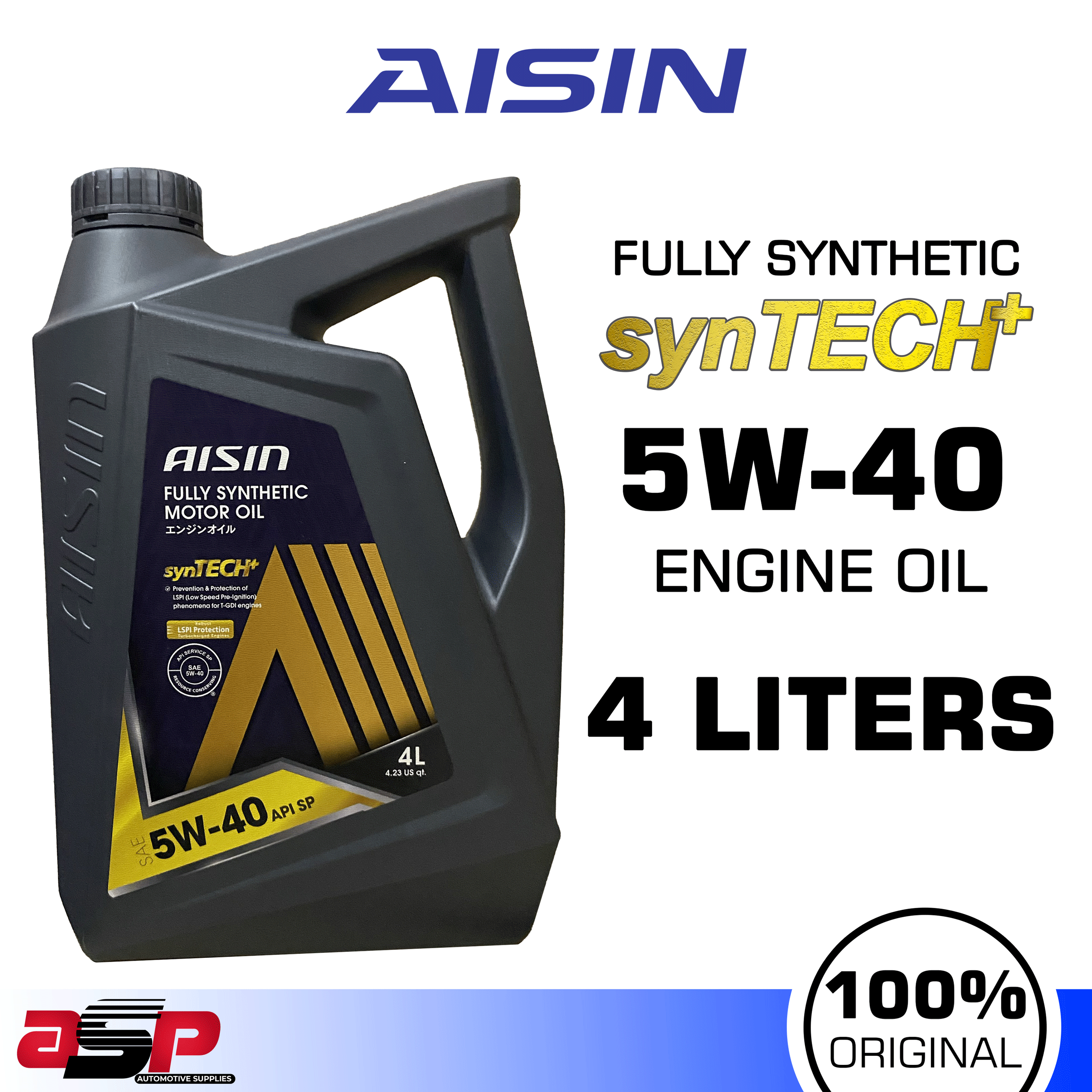 AISIN 5W-40 Fully Synthetic Engine Oil 4 Liters - synTECH+ | Lazada PH