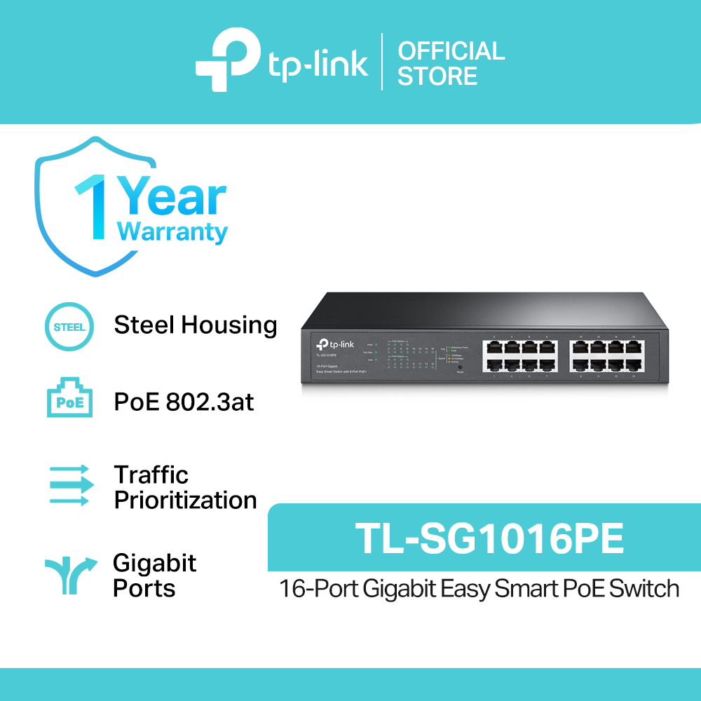 TP-Link TL-SG1016PE Plug and Play 10/100/1000Mbps 16-Port Gigabit Easy ...