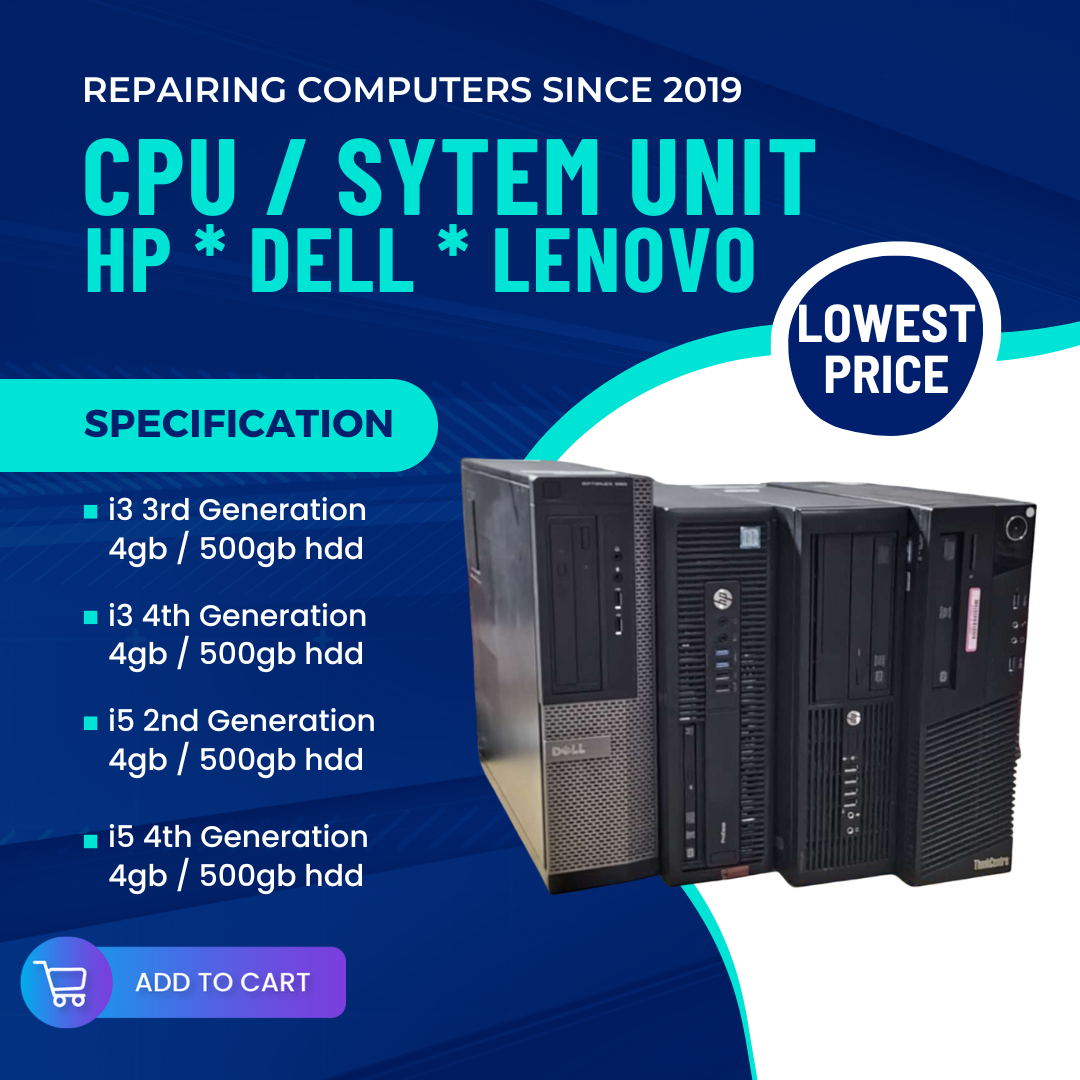 CPU / SYSTEM UNIT i3 3rd 4th i5 2nd 3rd 4th Gen 4GB Ram 500GB HDD ...