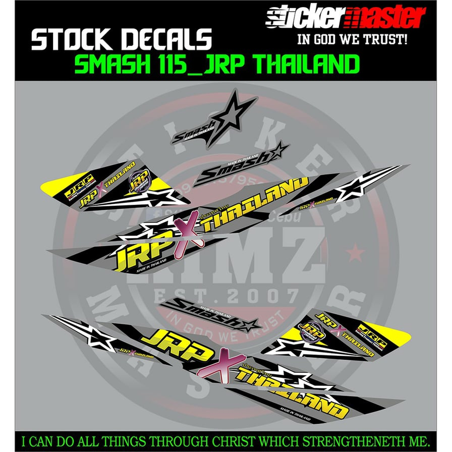 SMASH 115 STOCK DECALS JRP GRAY/YELLOW | Lazada PH