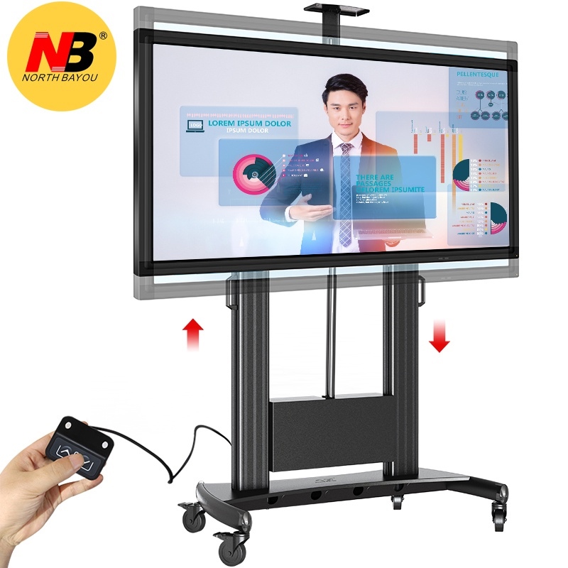 North Bayou Tw100 Motorized Lift Screen Heavy Duty Tv Mount Cart 60-100 ...