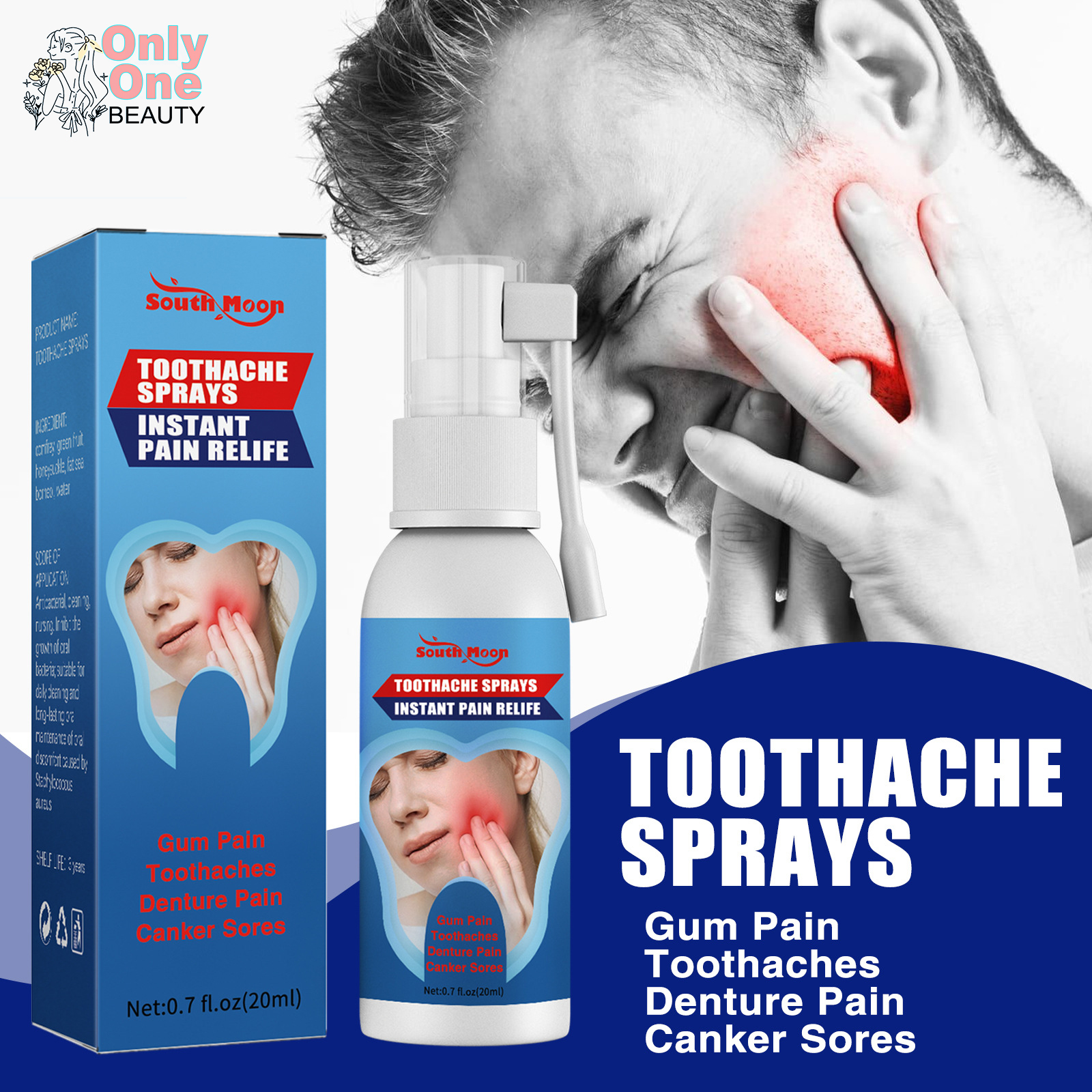 Toothache Spray Instant Teeth Pain Treatment Liquid Relief Denture Pain ...