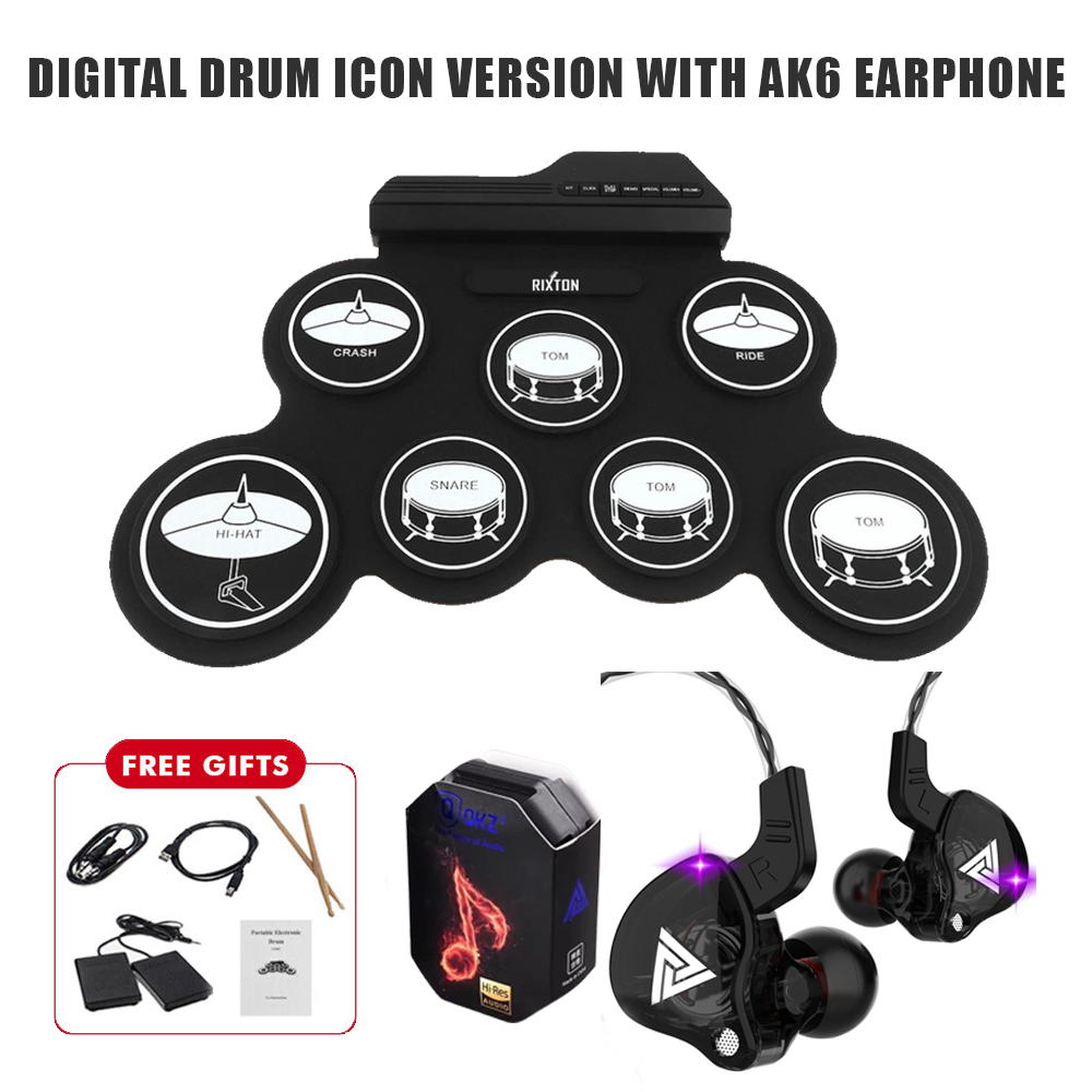 Rixton Electronic drum set Portable Foldable Silicone Electronic Drum ...