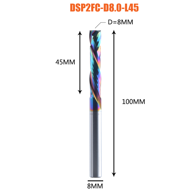 1PC woodwork milling cutter UP DOWN Cut 2 Flutes Spiral Carbide Milling ...