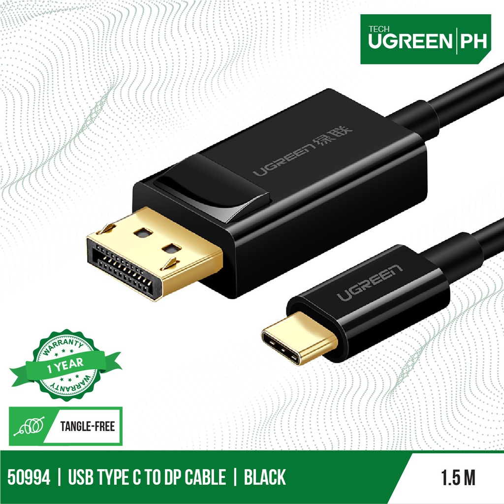 UGREEN USB Type C to DisplayPort DP Cable 1.5M (Black) | Lazada PH