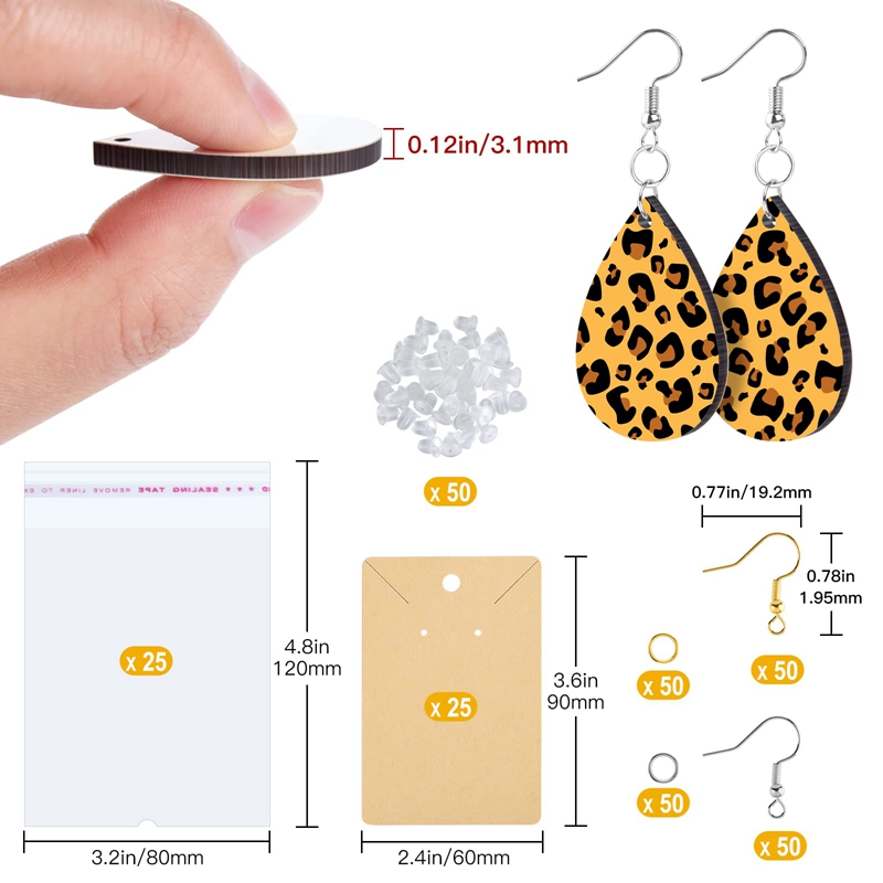 50Pcs Sublimation Printing Earrings Sublimation Blank Earrings for ...