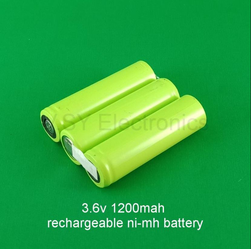 3x 1.2v 1200mah Ni-Mh Rechargeable Cells Pre-Tab In Series To 3.6v ...