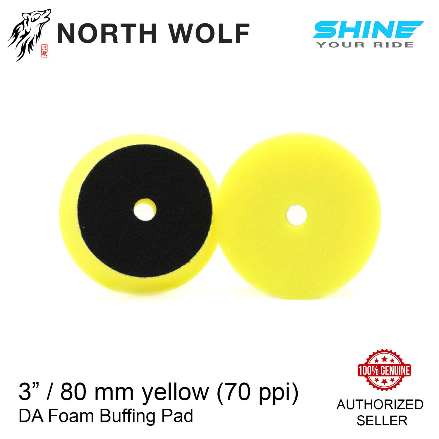 North Wolf 3-inch DA Foam Buffing Pad - Yellow (70 ppi) - Auto ...
