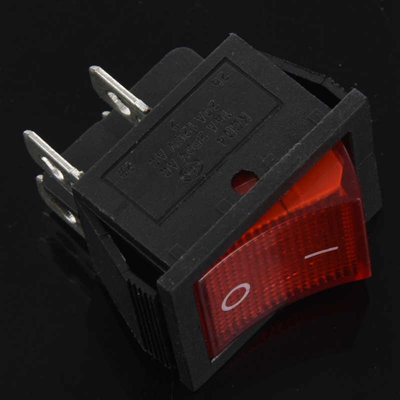 Red Light 4 Pin DPST ON/OFF Snap in Rocker Switch 15A/250V 20A/125V AC ...