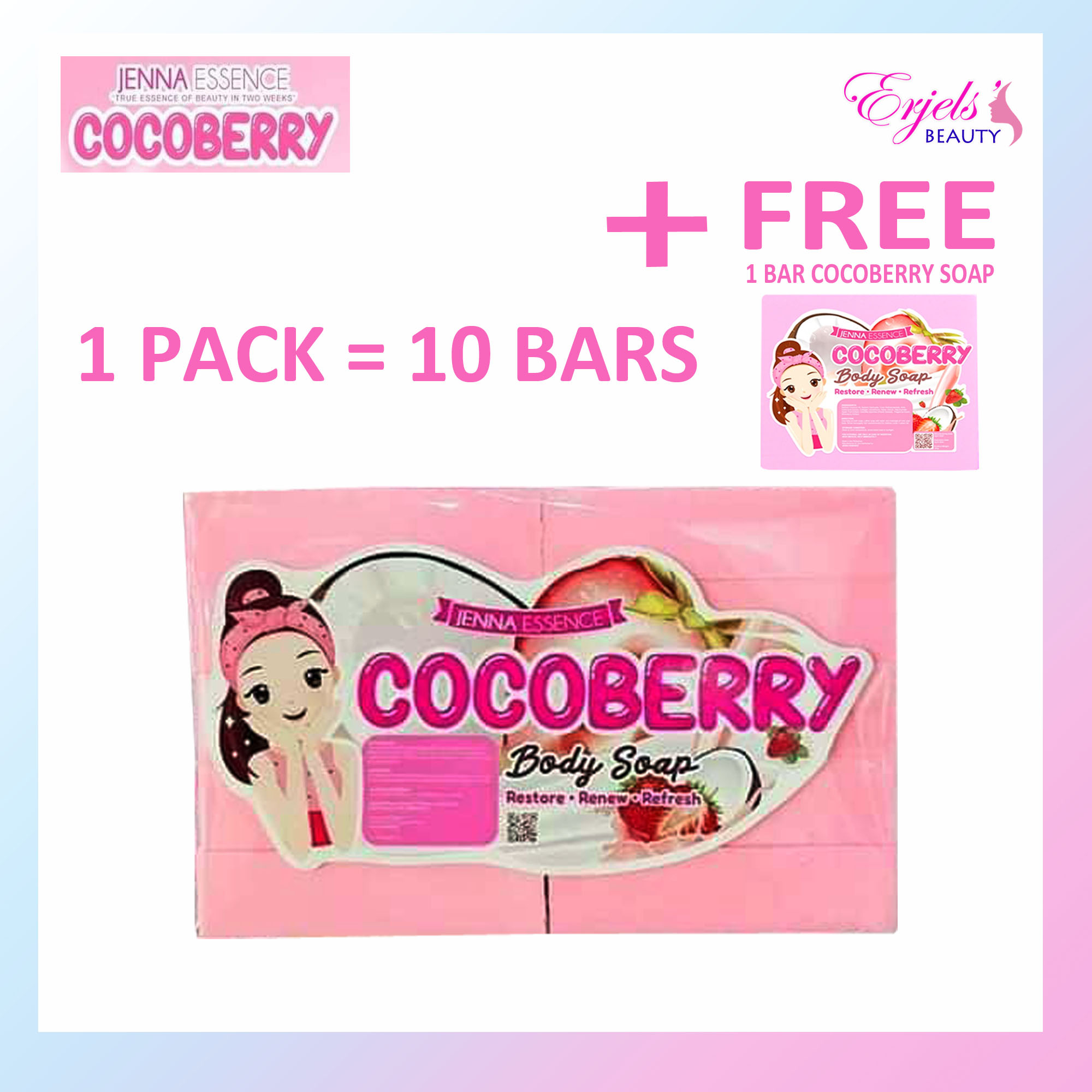 WITH FREEBIE Cocoberry Whitening Soap 1KG (10pcs/pack) by Jenna Essence ...
