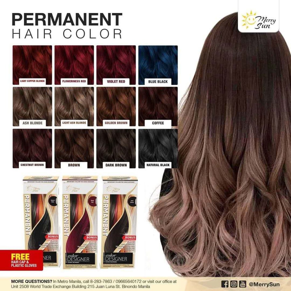 MERRY SUN PERMANENT HAIR COLOR W/FREE CONDITIONER HAIR CAP&GLOVES ...
