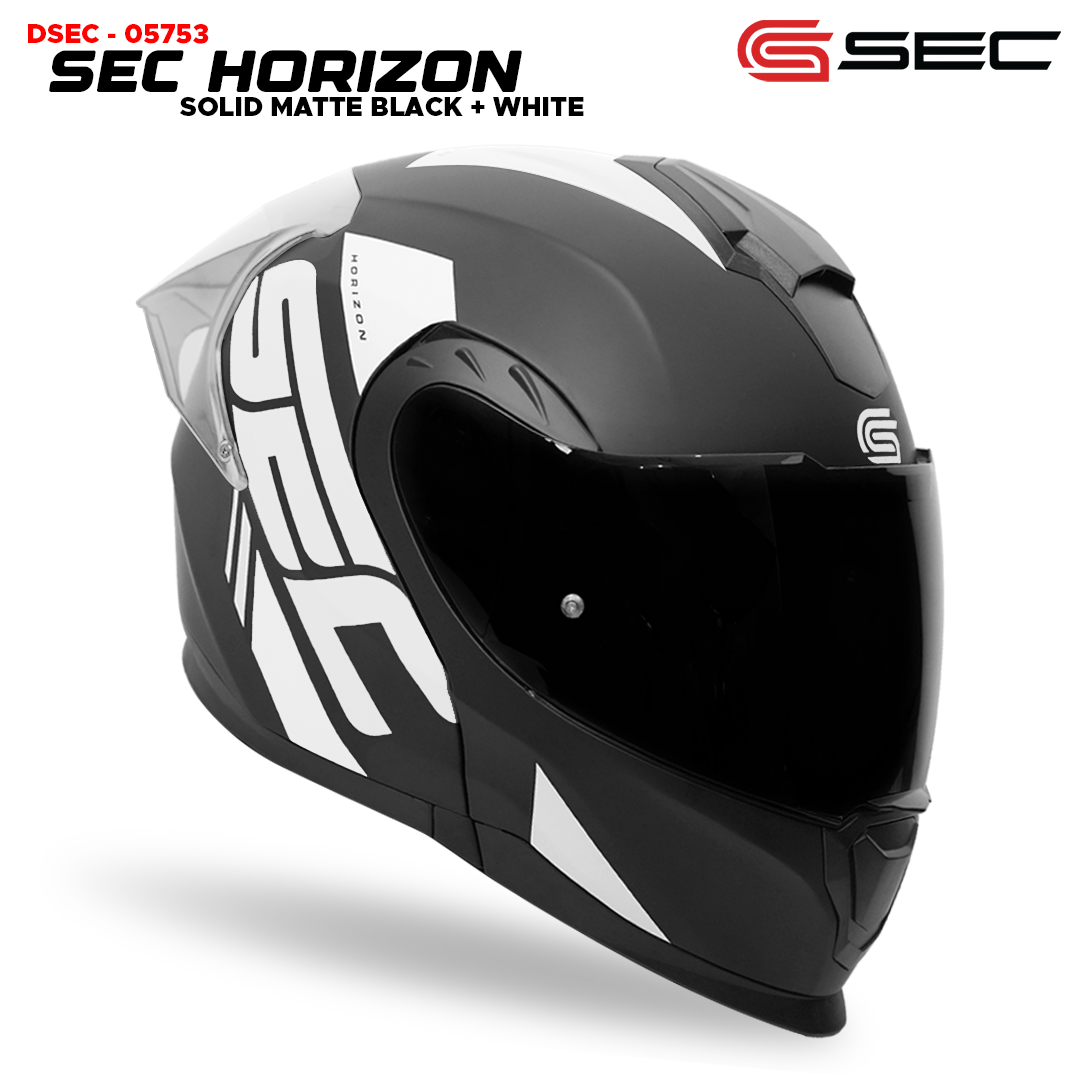 SEC FULL FACE HORIZON MODULAR DUAL VISOR HELMET UNISEX SOLID MATTE ...