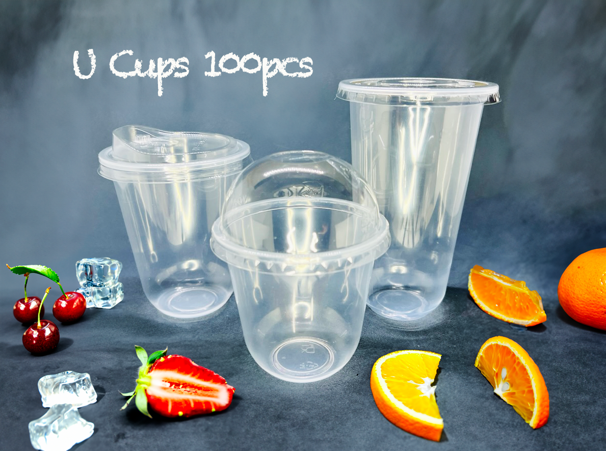 100pcs 95mm Plastic U Cups (12oz, 16oz, 22oz) with or without Lid ...