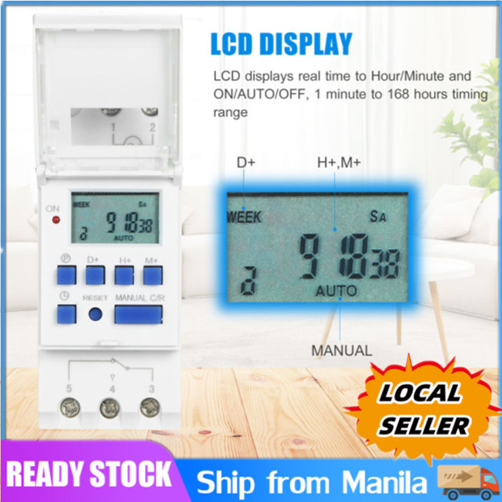 AC 220V 15A Digital Programmable Timer Din Rail Electronic Timer Time ...